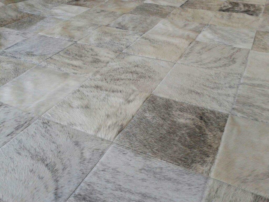 Custom Project: Gray Patchwork Cowhide Rugs In Squares - Shine Rugs
