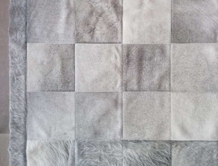 Custom Project: Gray Patchwork Cowhide Rugs In Squares - Shine Rugs