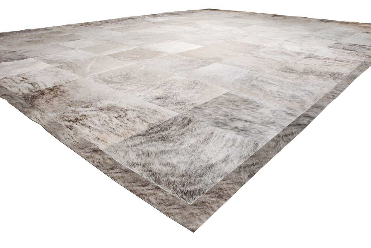 SQUARES Gray Brindle Patchwork Cowhide Rug | Shine Rugs