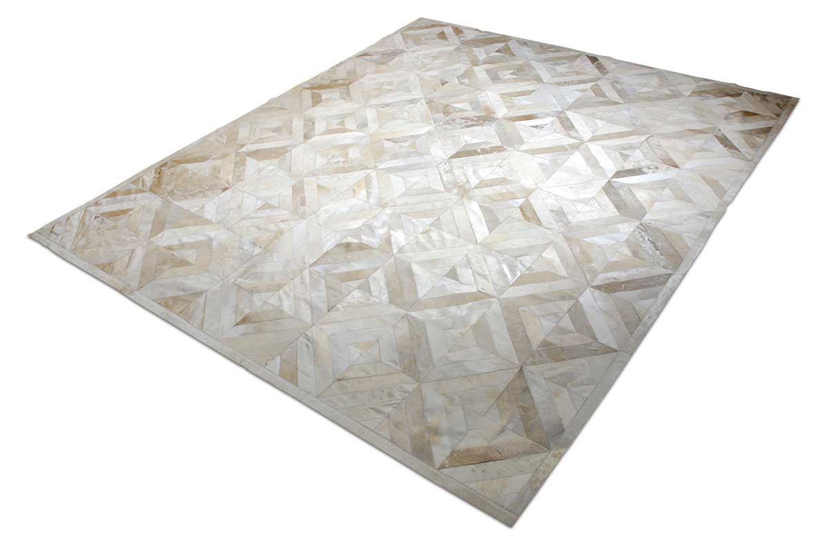 DIAMOND Light Beige Patch Cowhide Rug | Shine Rugs