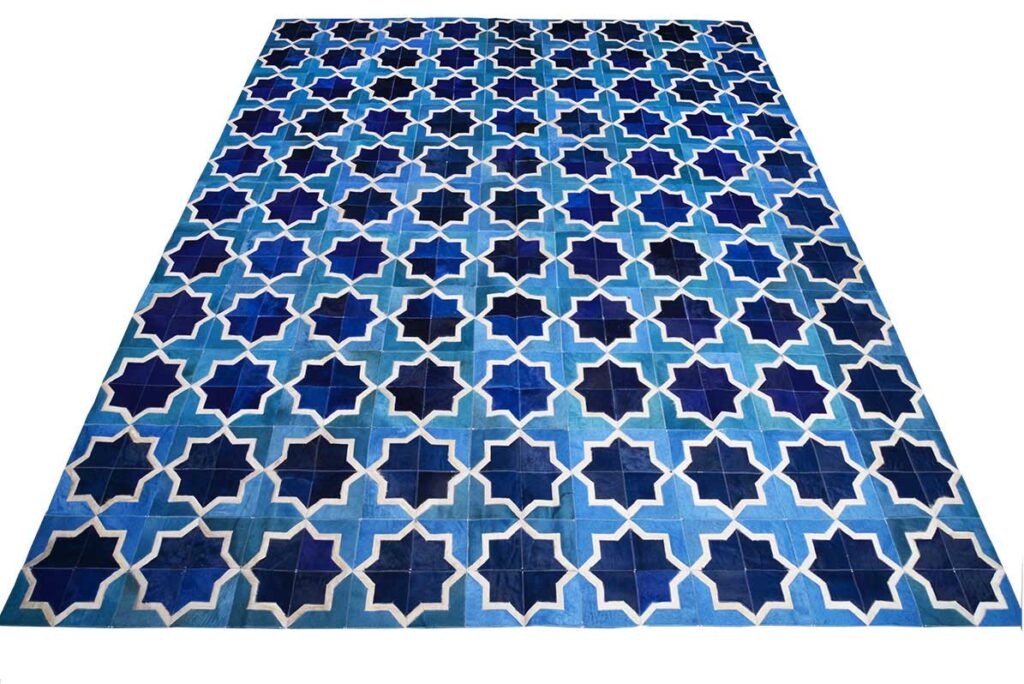 MOORISH STAR Blue Leather Area Rug - Shine Rugs