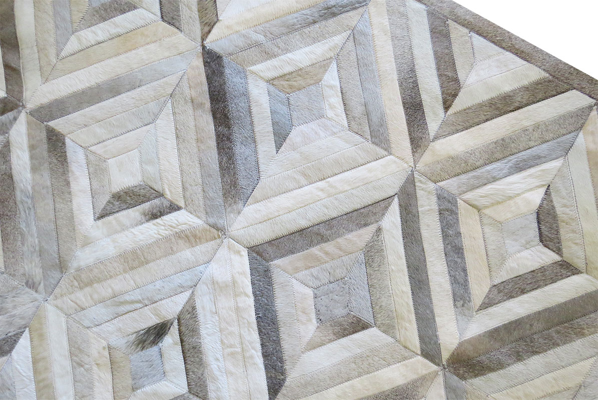 DIAMOND Taupe and Patch Cowhide Rug | Shine Rugs