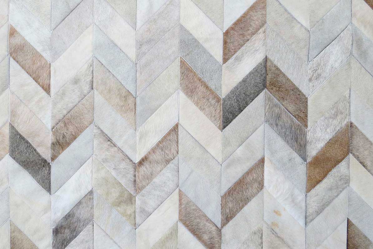 CHEVRON Taupe Patchwork Cowhide Rug | Shine Rugs